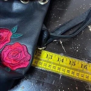Guess | Bags | Guess Black Faux Leather Backpack Gold Hardware Floral ...